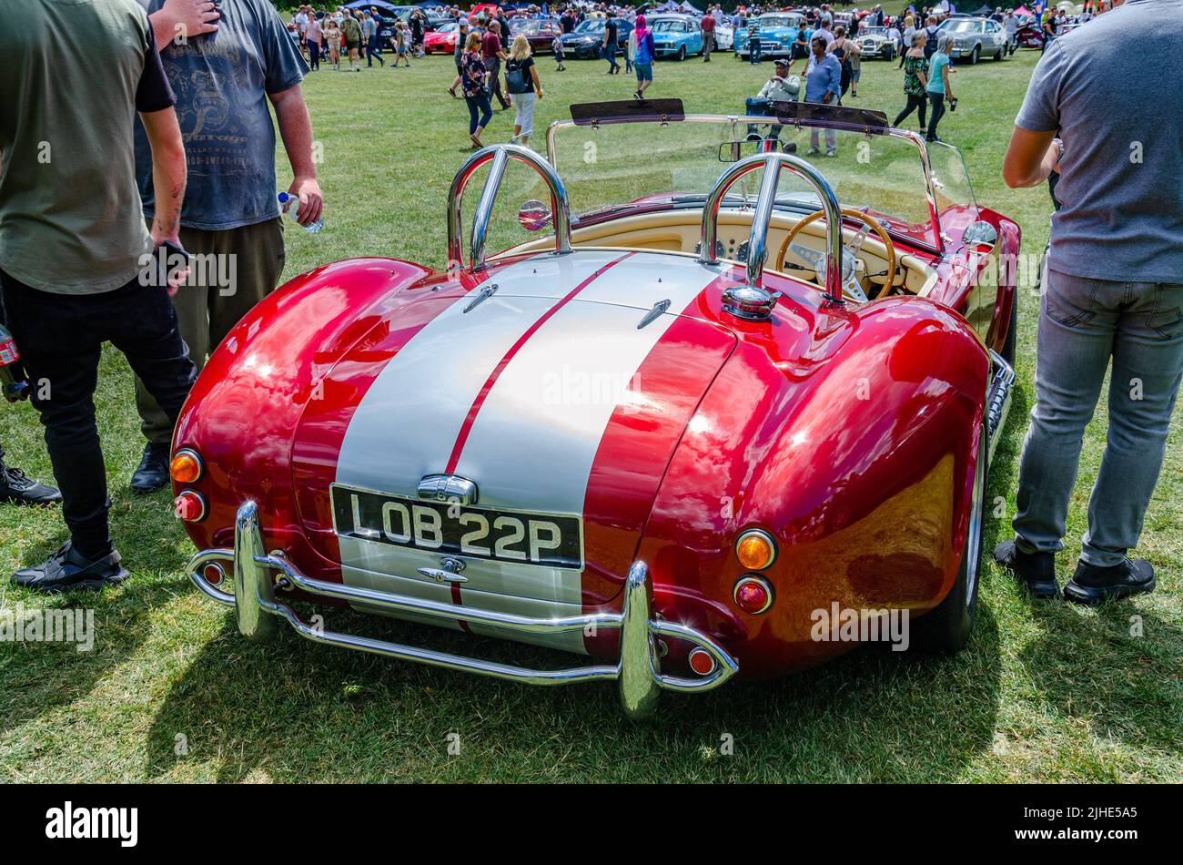 Rear view of a 1975 Shelby Cobra classic sports car in red at The ...