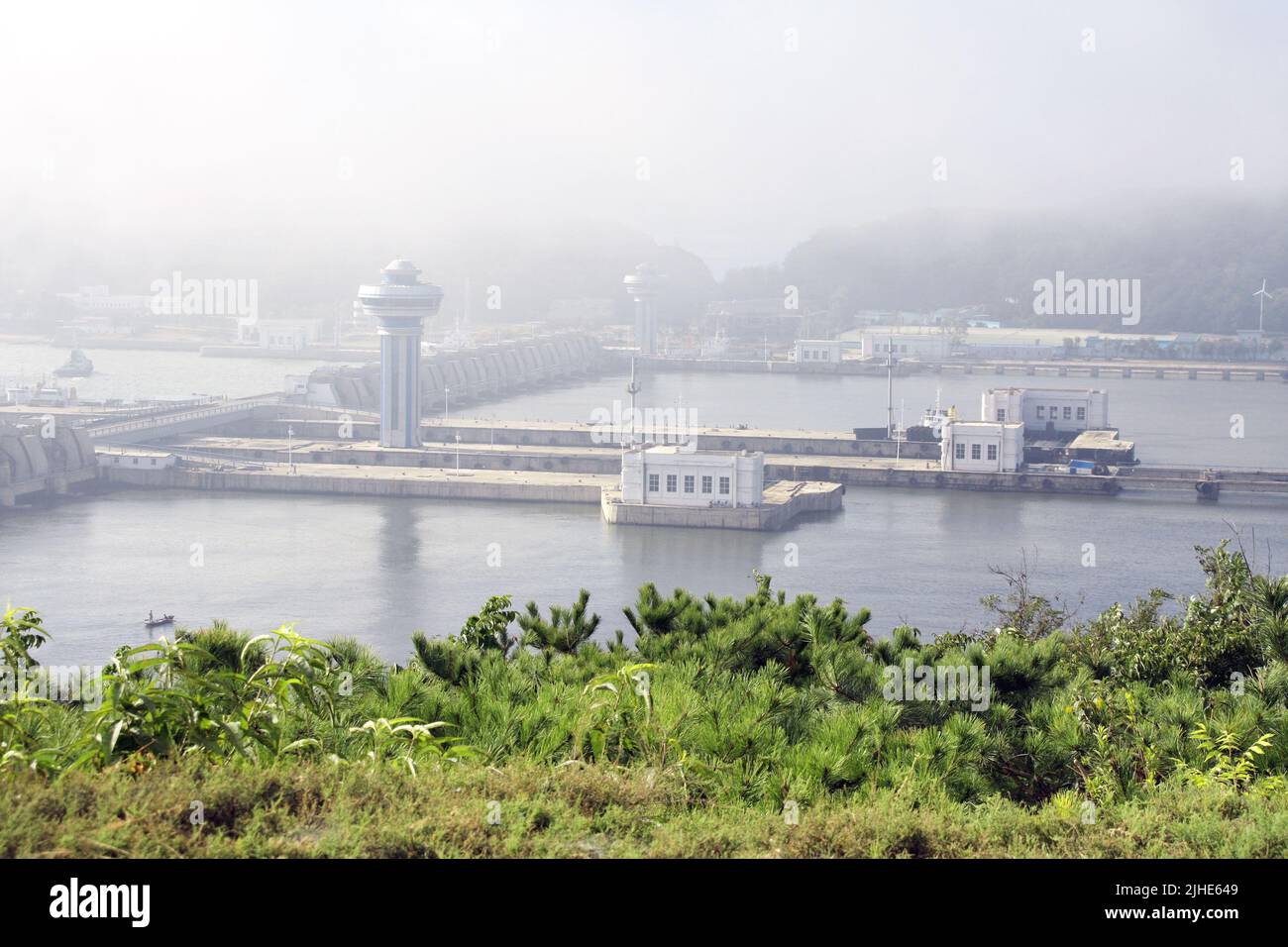 The Nampho Dam (West Sea Barrage) on the river Tedongan, Nampho, North ...