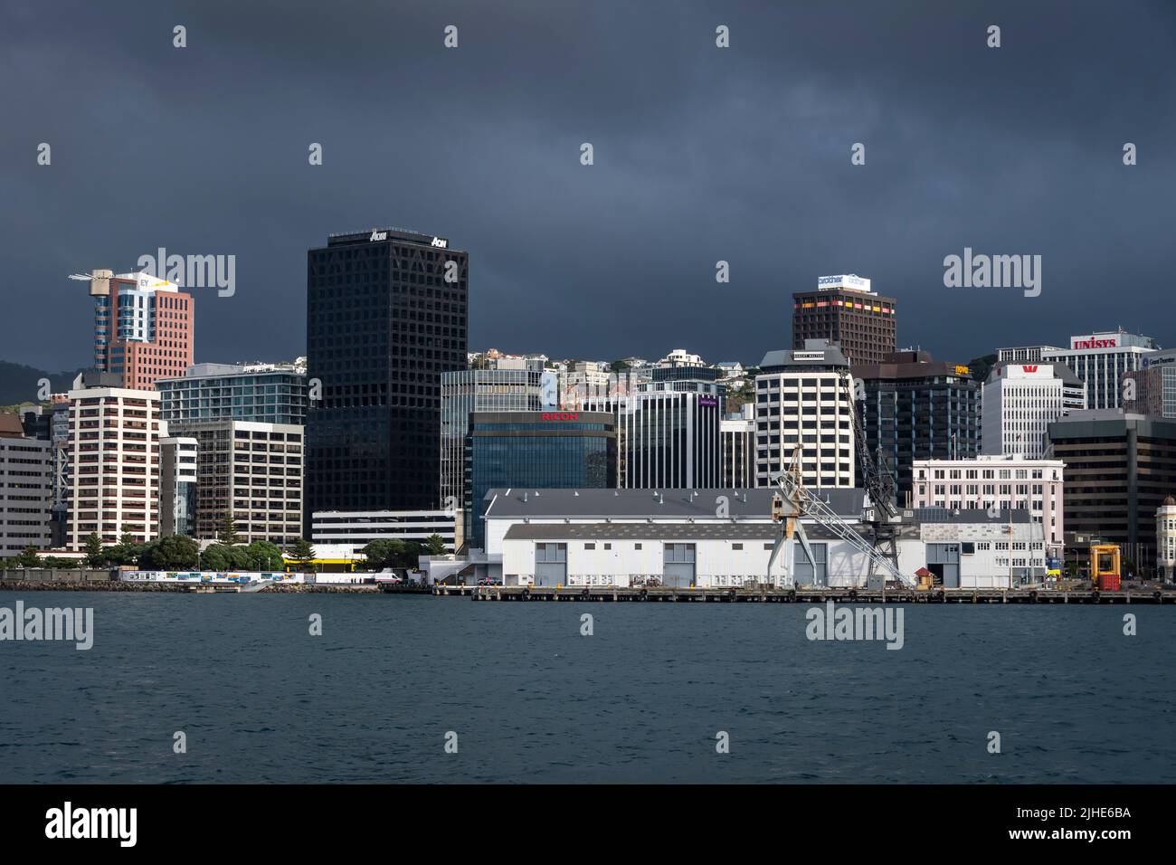 City buildings on waterfront, Wellington, North Island, New Zealand ...