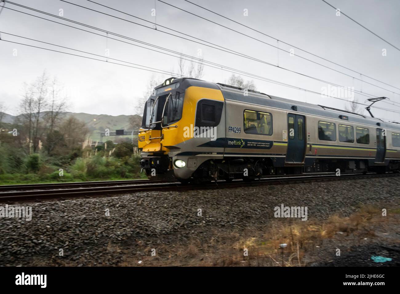Suburban train, electric multiple unit at McKays Crossing, Kapiti ...