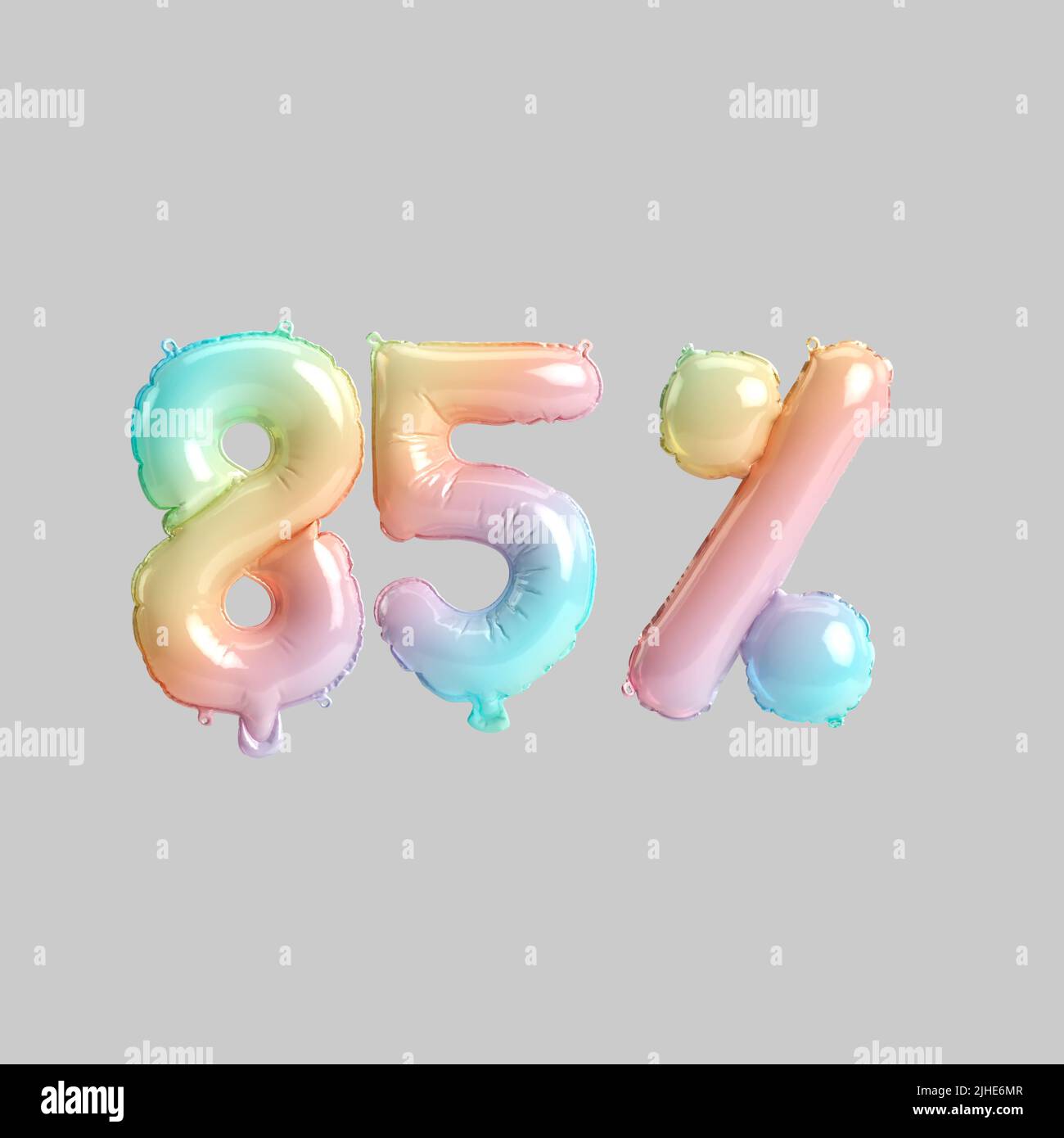 3d illustration of 85 percent rainbow balloons for kids store sales ...