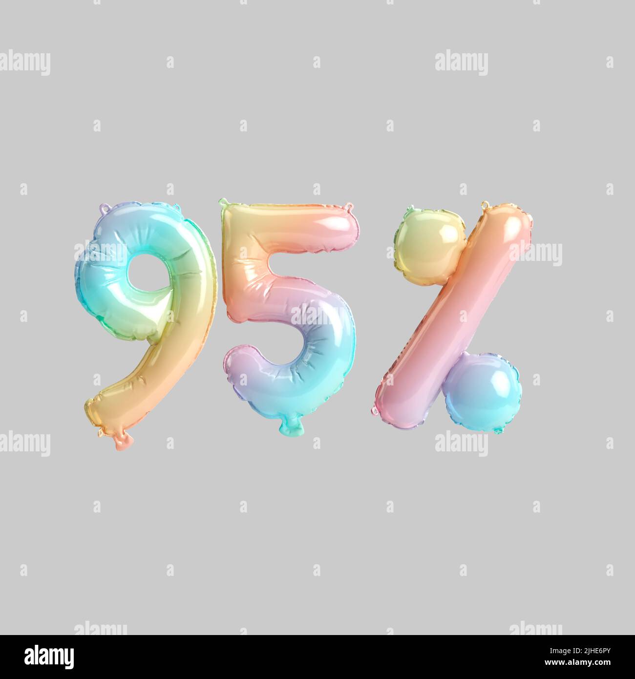 3d illustration of 95 percent rainbow balloons for kids store sales ...