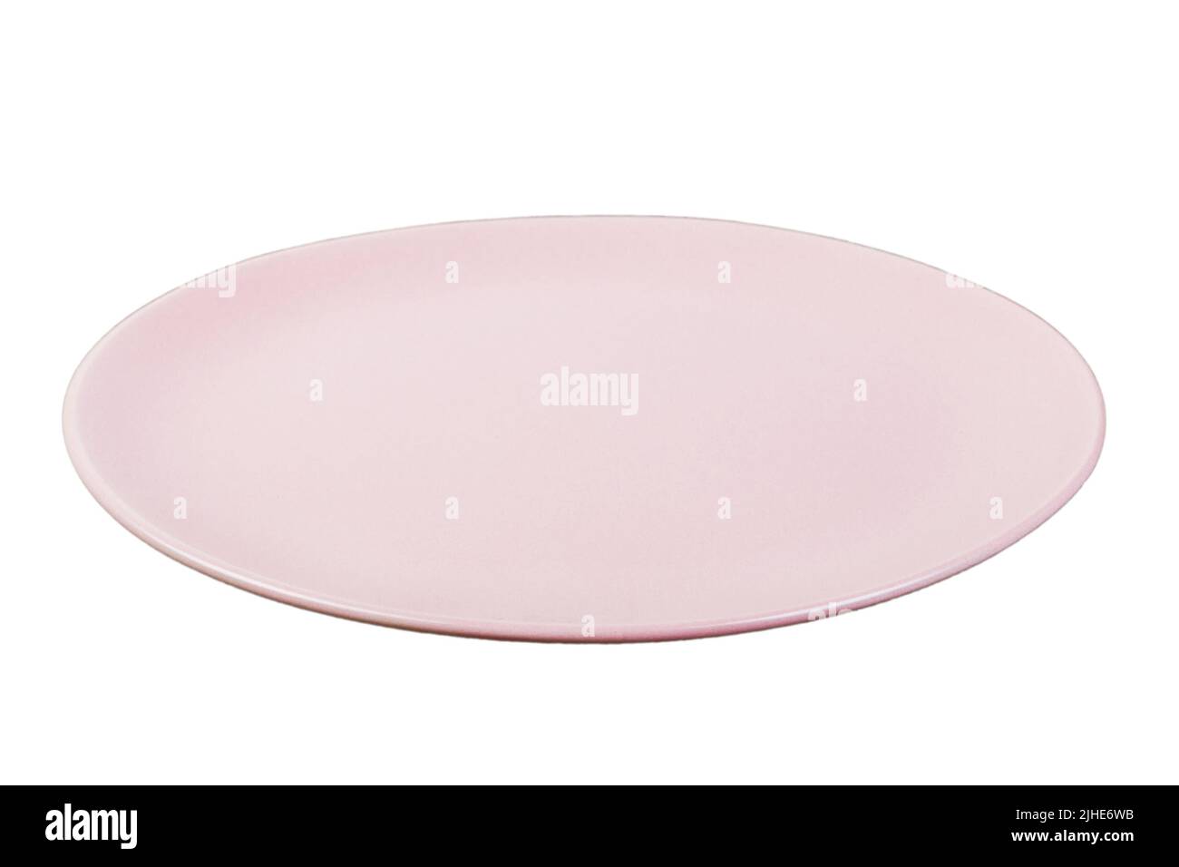 Top view of empty pink plate on isolared white background Stock Photo ...