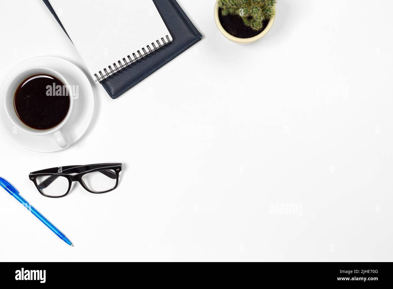 Blank office desk background with copy space for your text. Top view ...