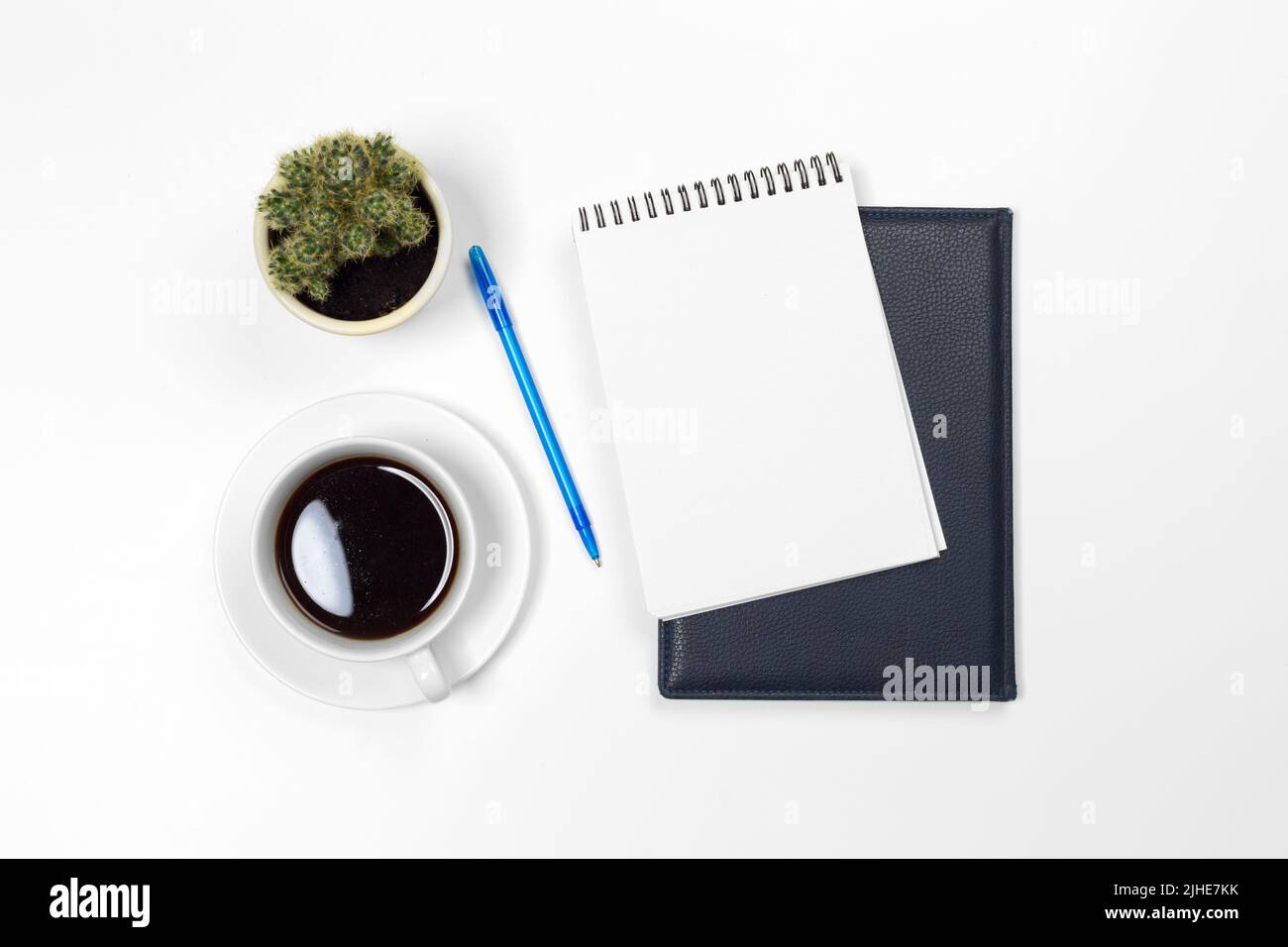 Blank office desk background with copy space for your text. Top view ...