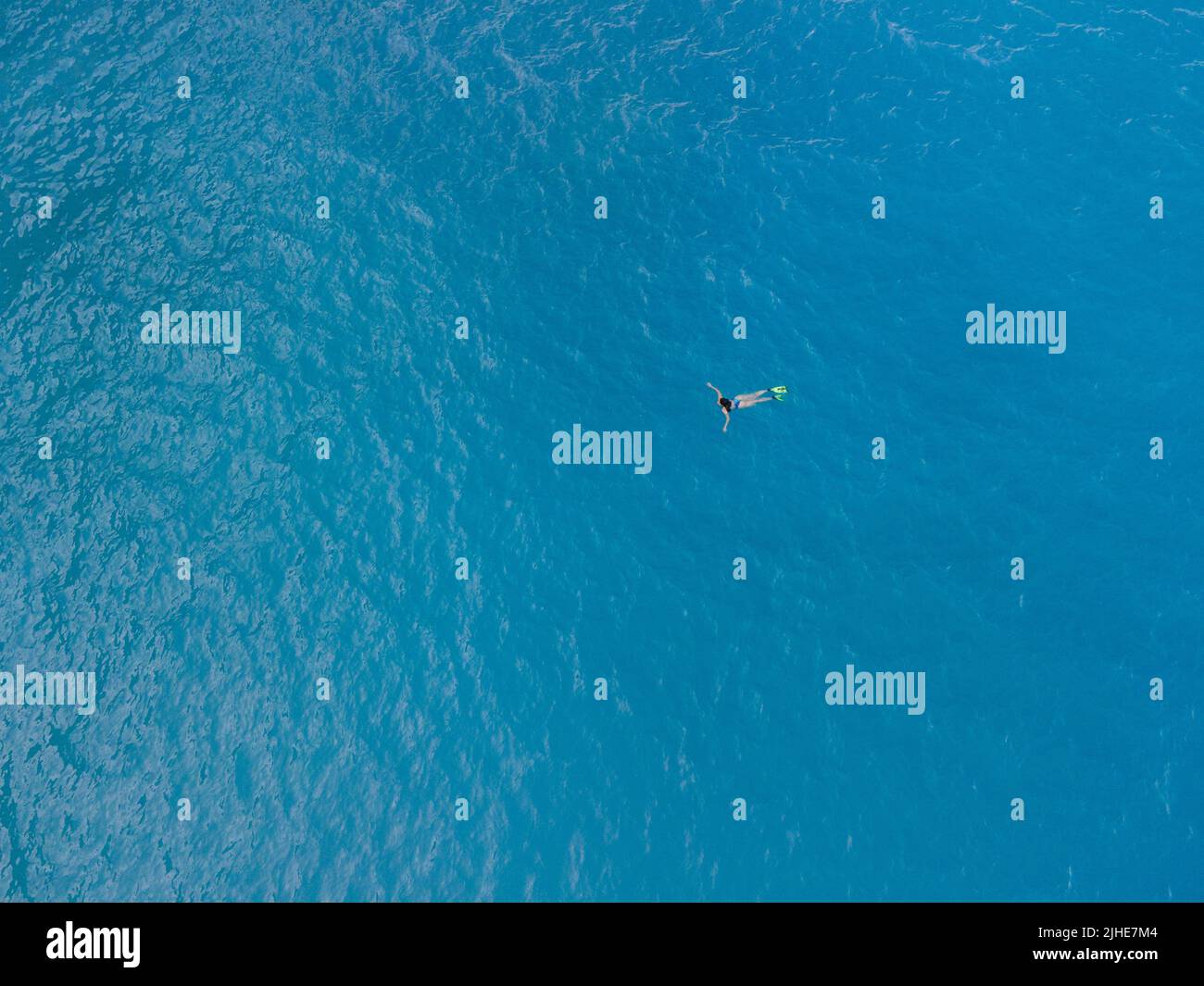 overhead view of woman swimming in flippers Stock Photo - Alamy