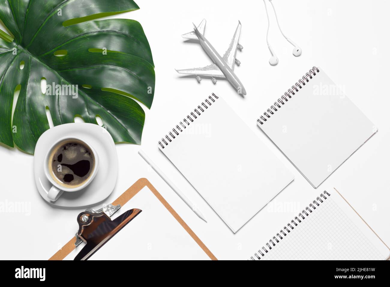 Blank office desk background with copy space for your text. Top view ...