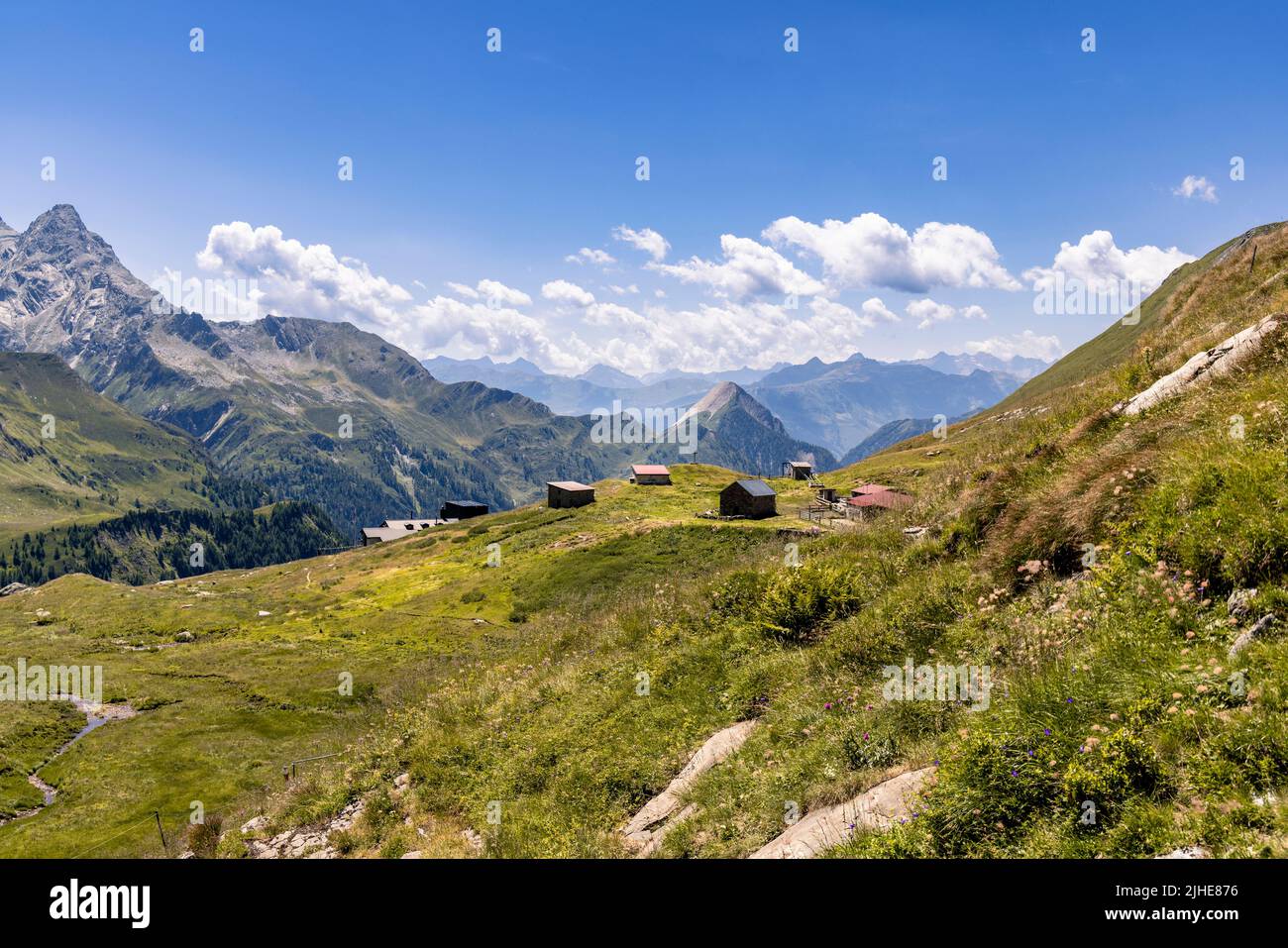 Aerial view of a very large and majestic alpine landscape in the Lord ...
