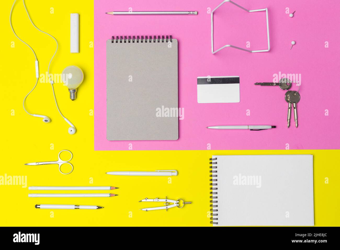school supplies at colorful paper background Stock Photo - Alamy