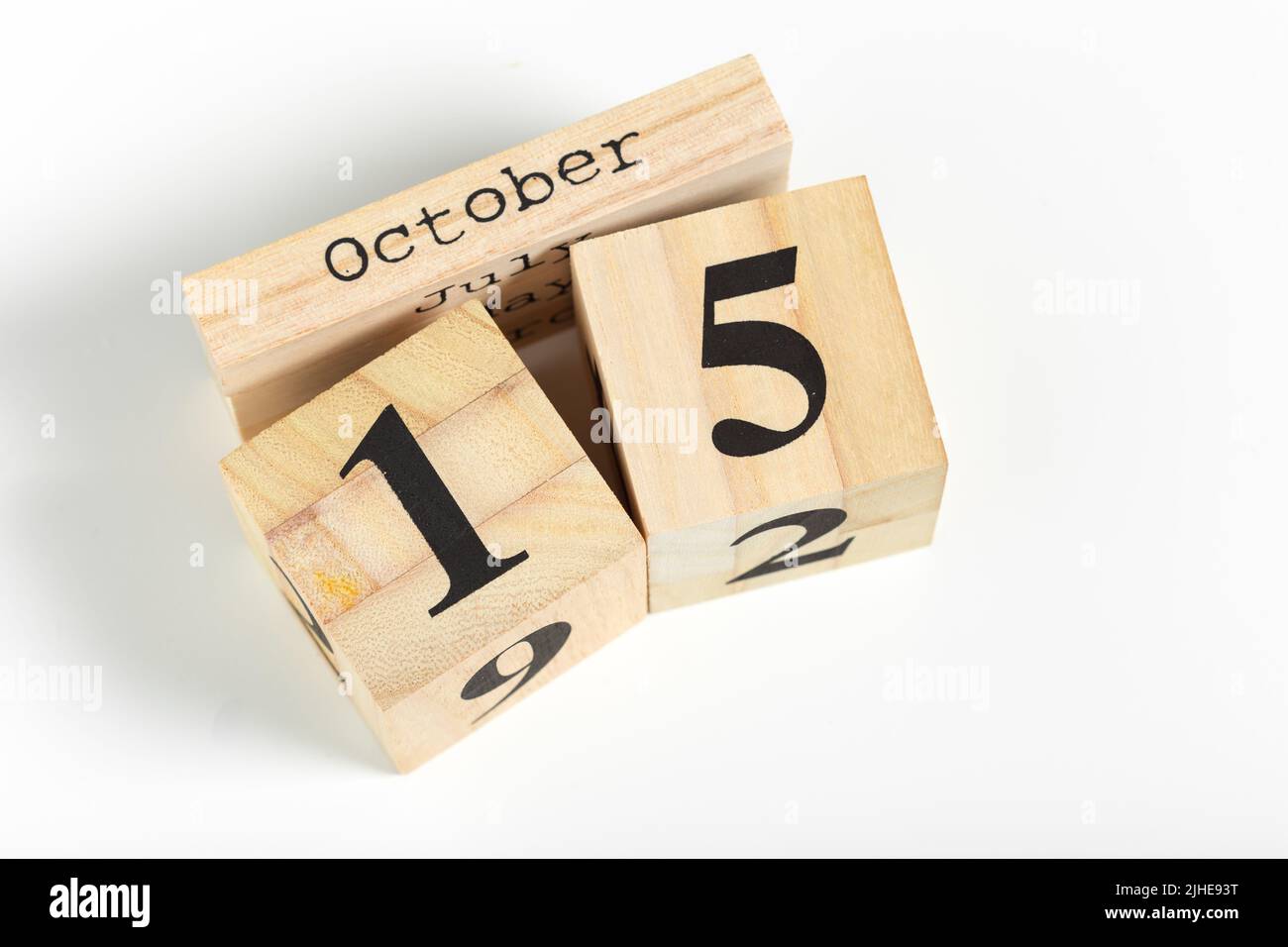 Wooden cubes with date on white background. 15th of October Stock Photo ...