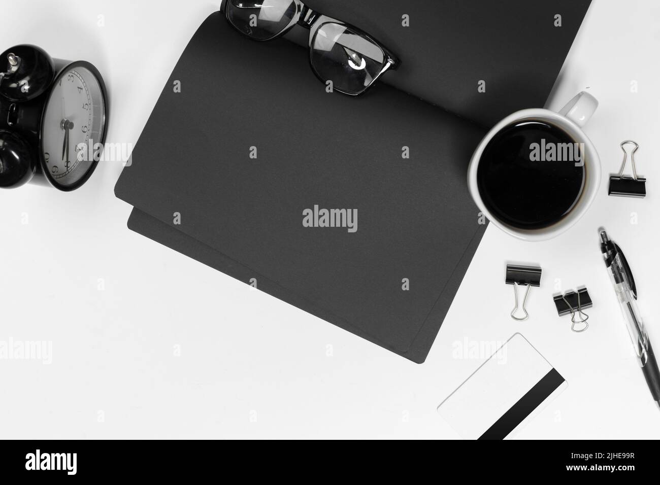 Blank office desk background with copy space for your text. Top view ...