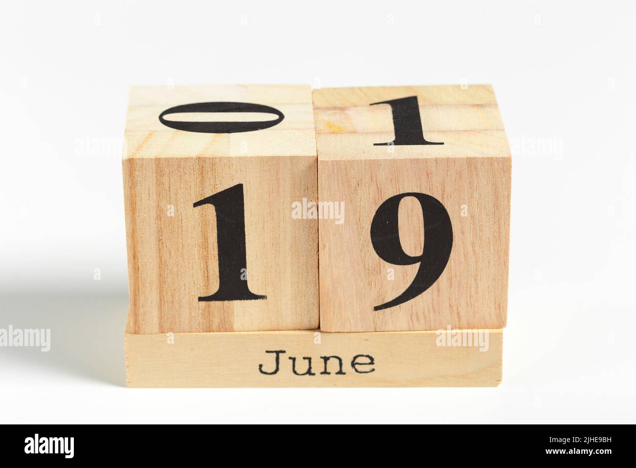 Wooden cubes with date on white background. 19th of June Stock Photo ...