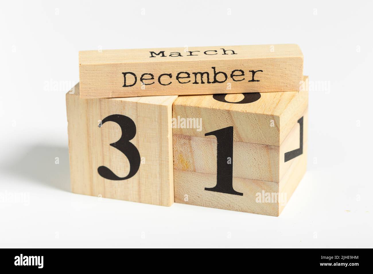 Wooden cubes with date on white background. 31st of December Stock ...