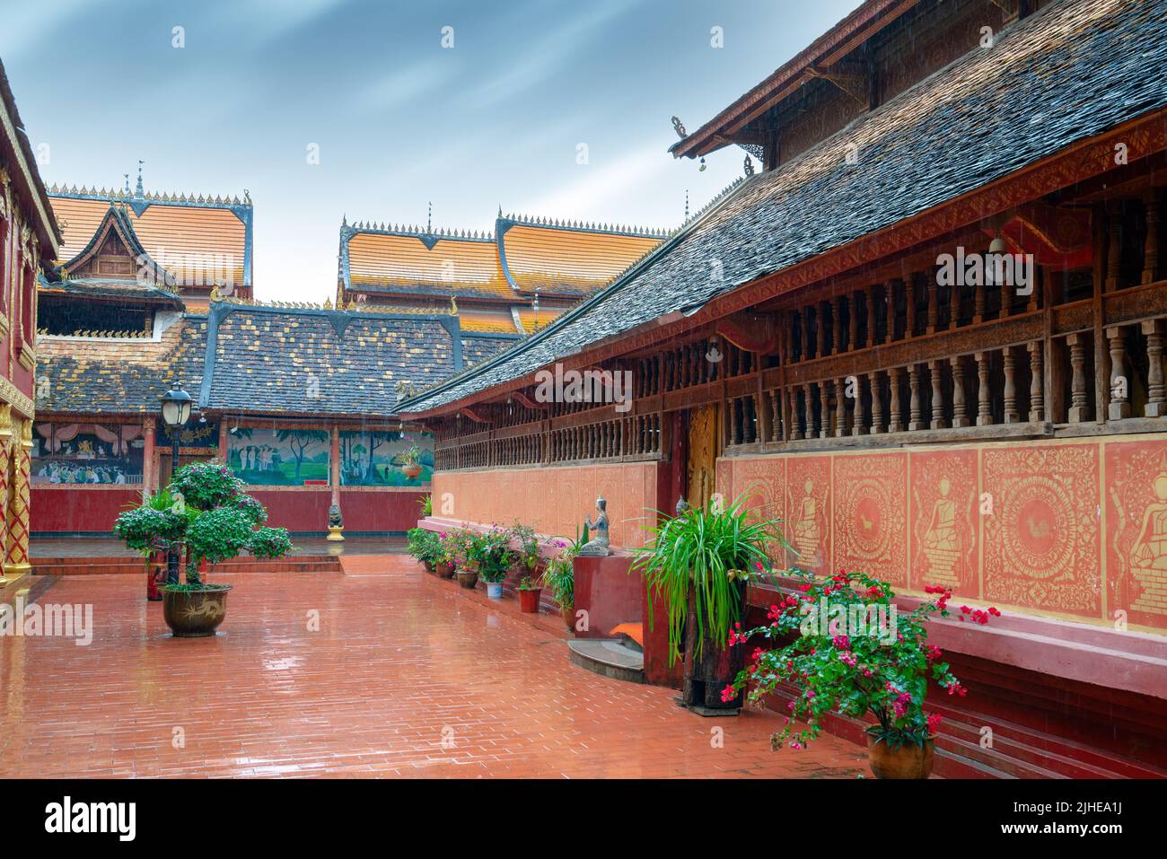 Beautiful buildings in ancient temples in Xishuangbanna, Yunnan, China ...
