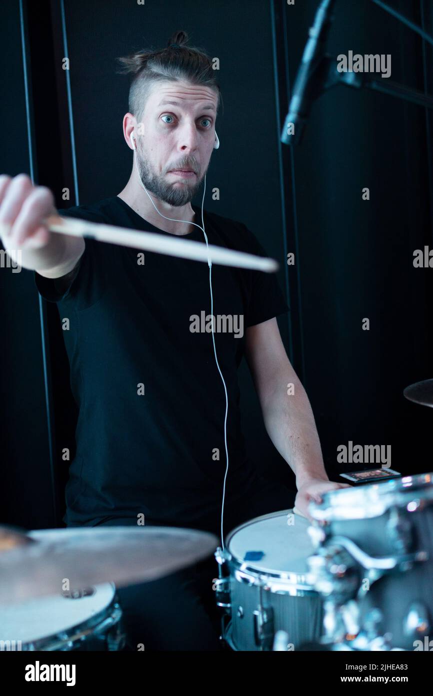 Man handsome drummer hi-res stock photography and images - Alamy