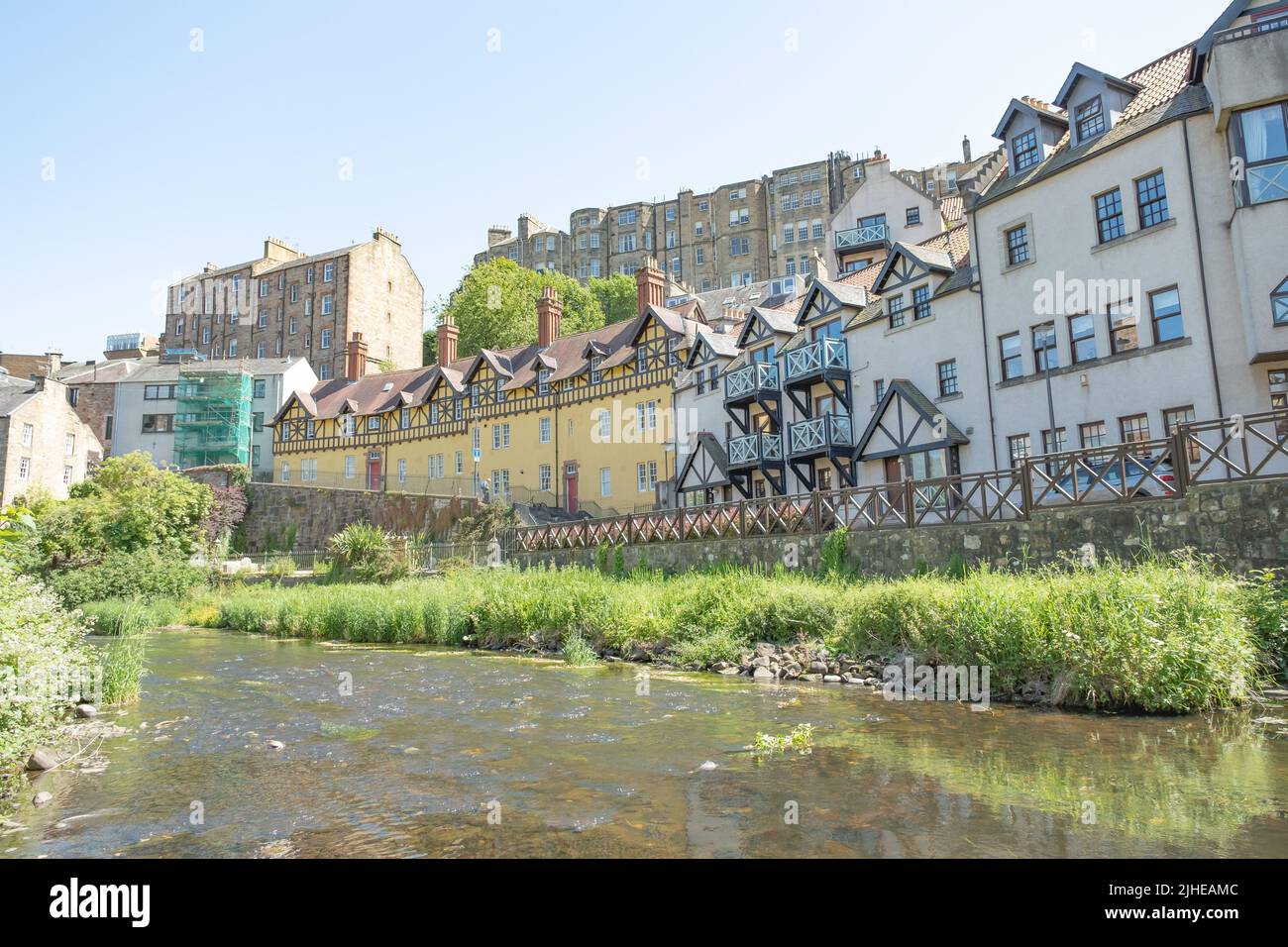 A bright and sunny day on the footpath along the Water of Leith in Dean ...