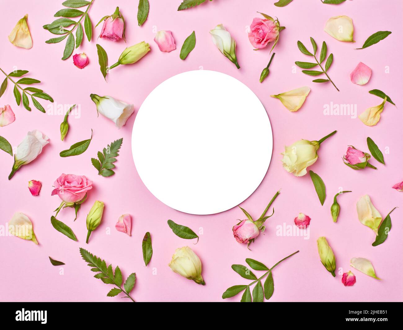 leaf flower greeting card note paper frame background flat lay floral ...