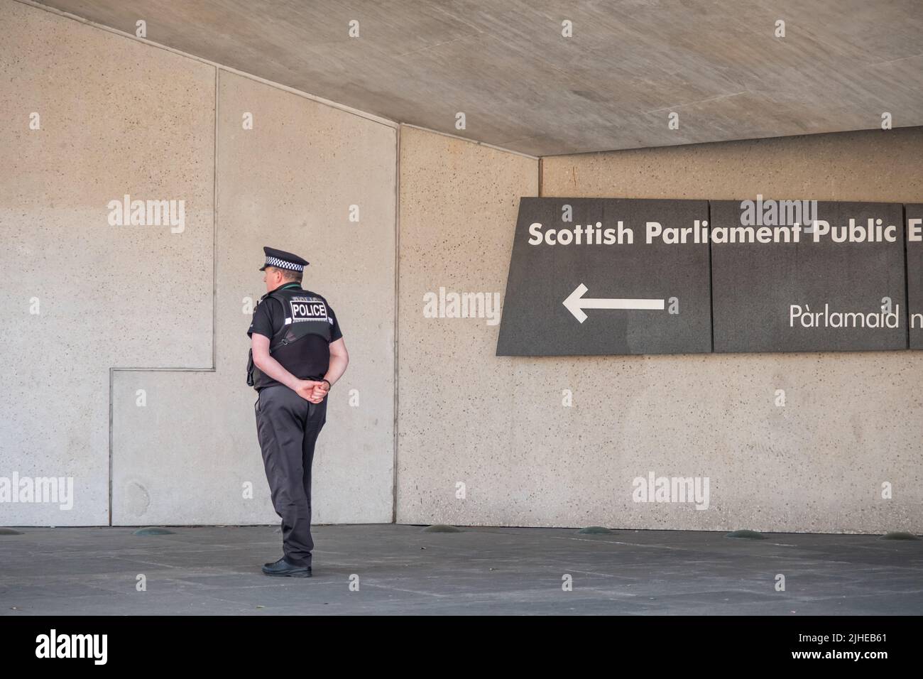 Edinburgh, Scotland, UK – June 20 2022. Police office patrolling the ...