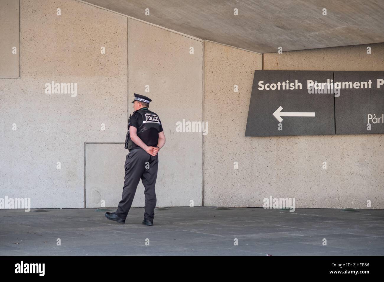 Edinburgh, Scotland, UK – June 20 2022. Police office patrolling the ...