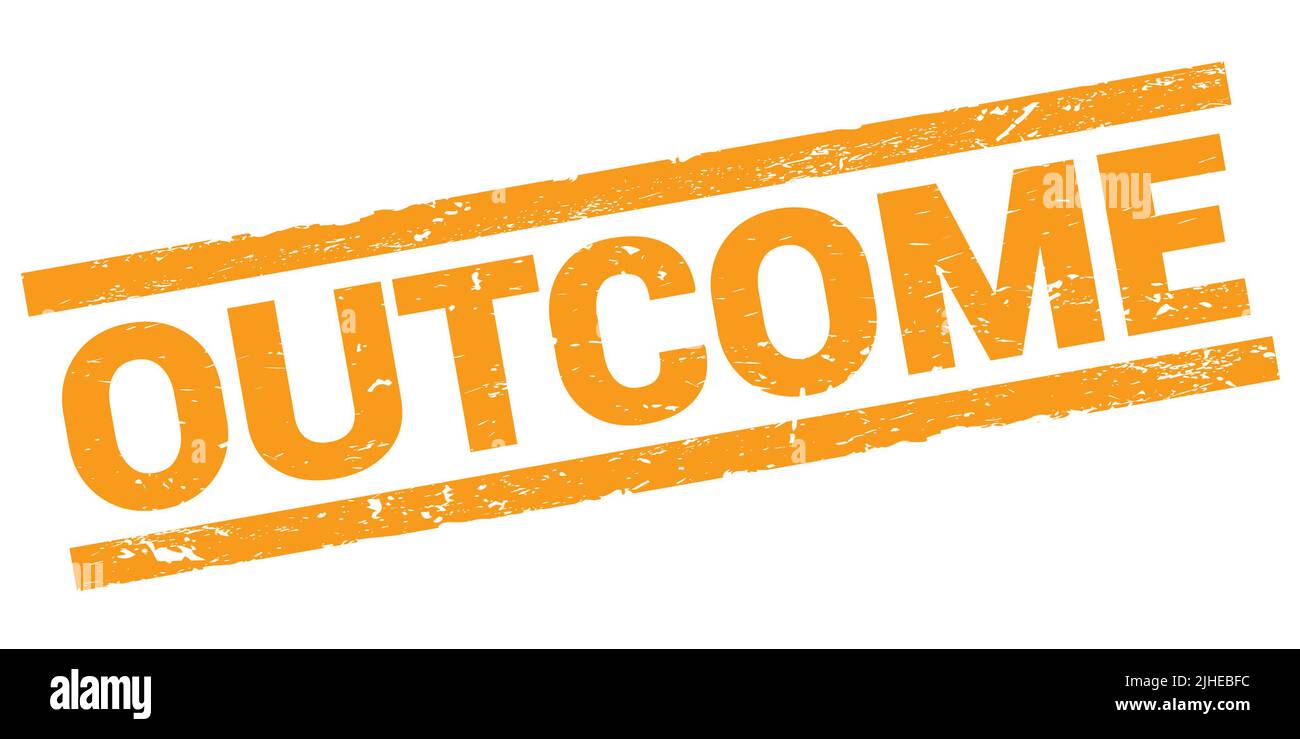 OUTCOME text written on orange rectangle stamp sign Stock Photo - Alamy