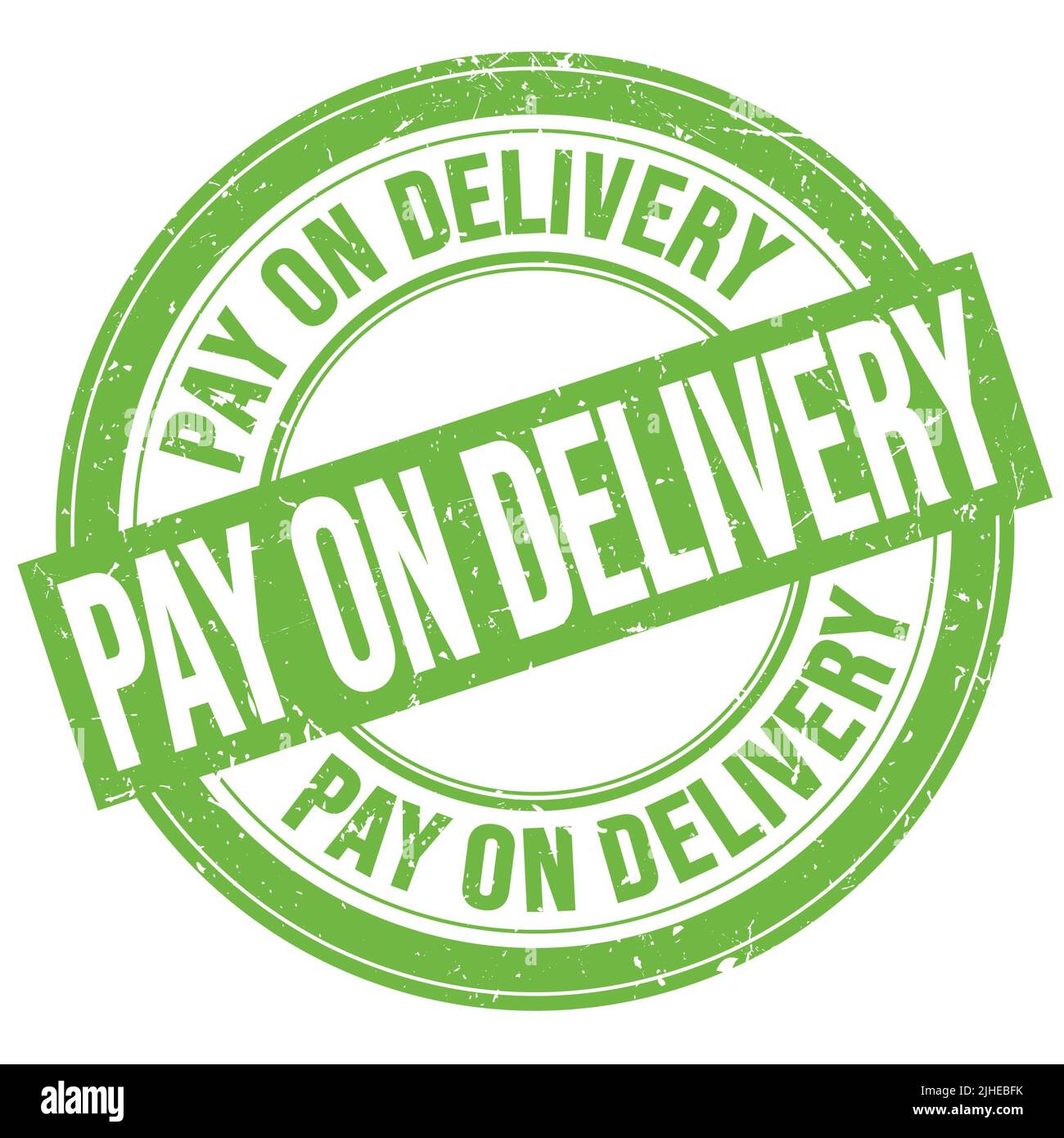 PAY ON DELIVERY text written on green round grungy stamp sign Stock ...