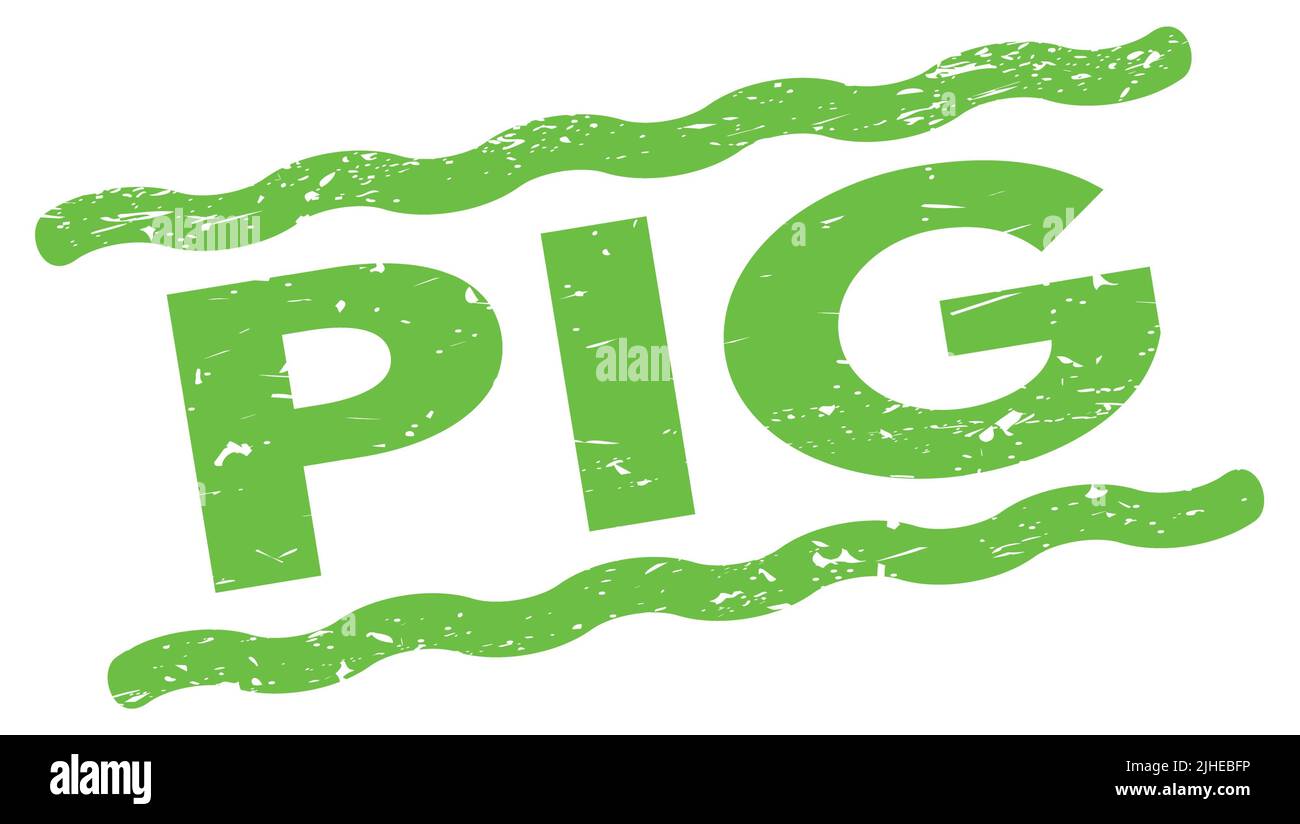 PIG text written on green lines stamp sign Stock Photo - Alamy