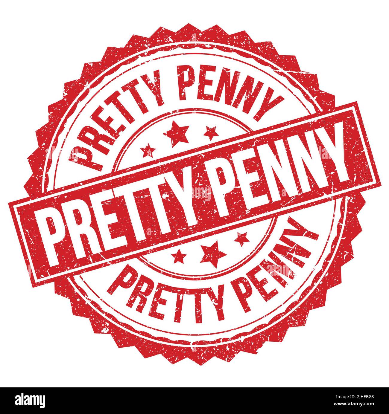 PRETTY PENNY text written on red round stamp sign Stock Photo - Alamy