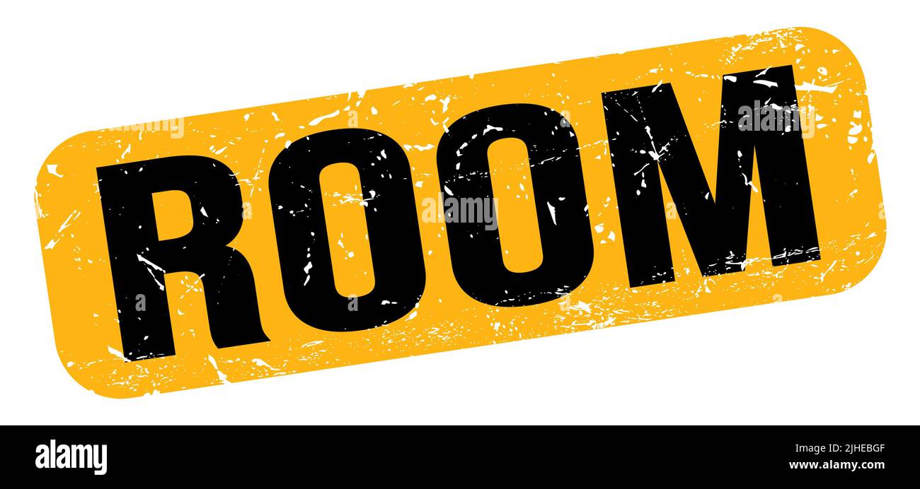 ROOM text written on yellow-black grungy stamp sign Stock Photo - Alamy