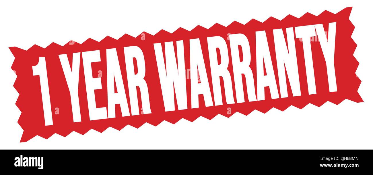 1 YEAR WARRANTY text written on red zig-zag stamp sign Stock Photo - Alamy