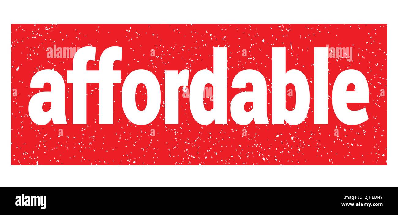 affordable text written on red grungy stamp sign Stock Photo - Alamy