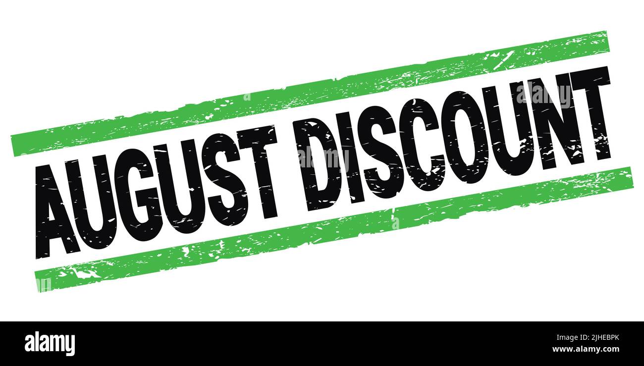 AUGUST DISCOUNT text written on black-green rectangle stamp sign Stock ...