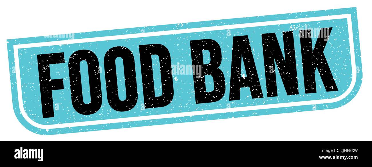 FOOD BANK text written on blue-black grungy stamp sign Stock Photo - Alamy