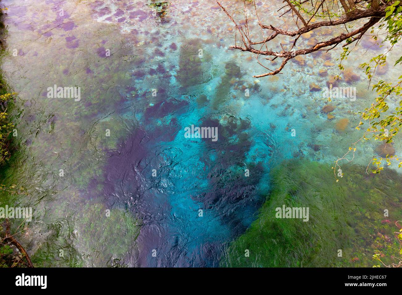 Blue Eye spring , more than fifty metre deep natural pool with clear ...