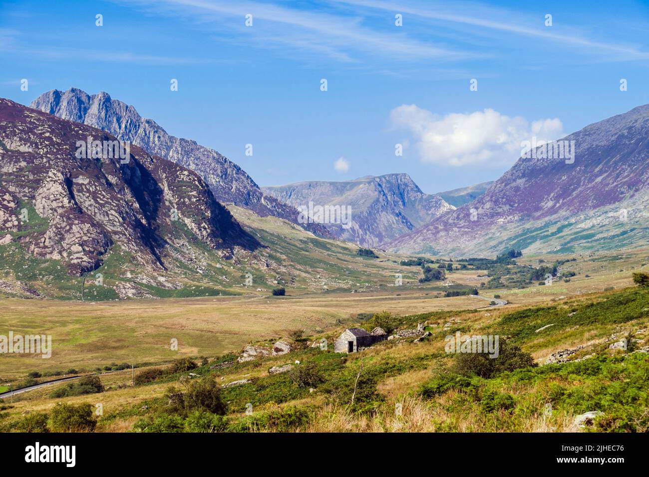 View to Mt Tryfan mountain in the Ogwen Valley in mountains of ...