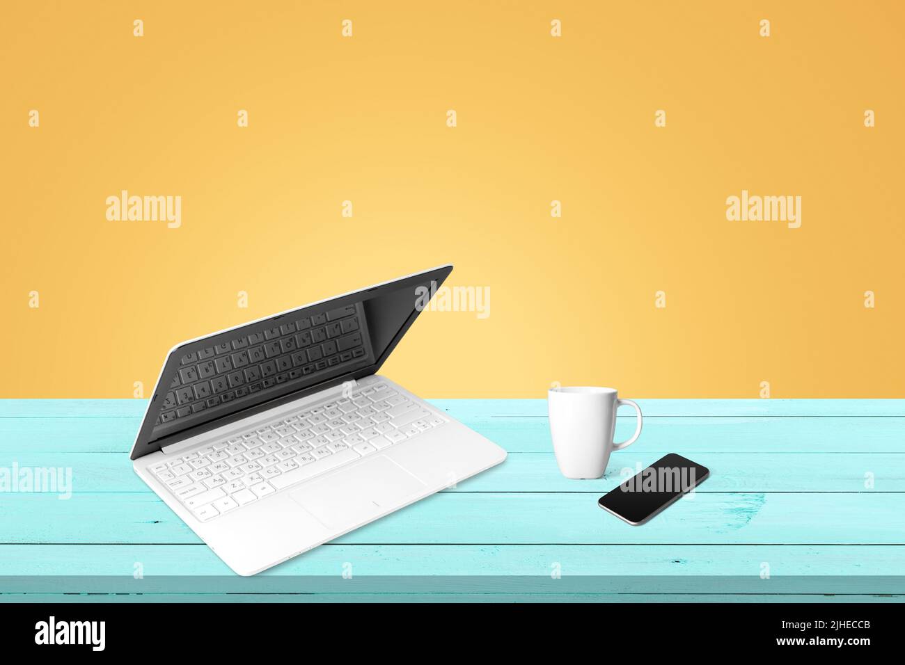 workspace with modern laptop Stock Photo - Alamy