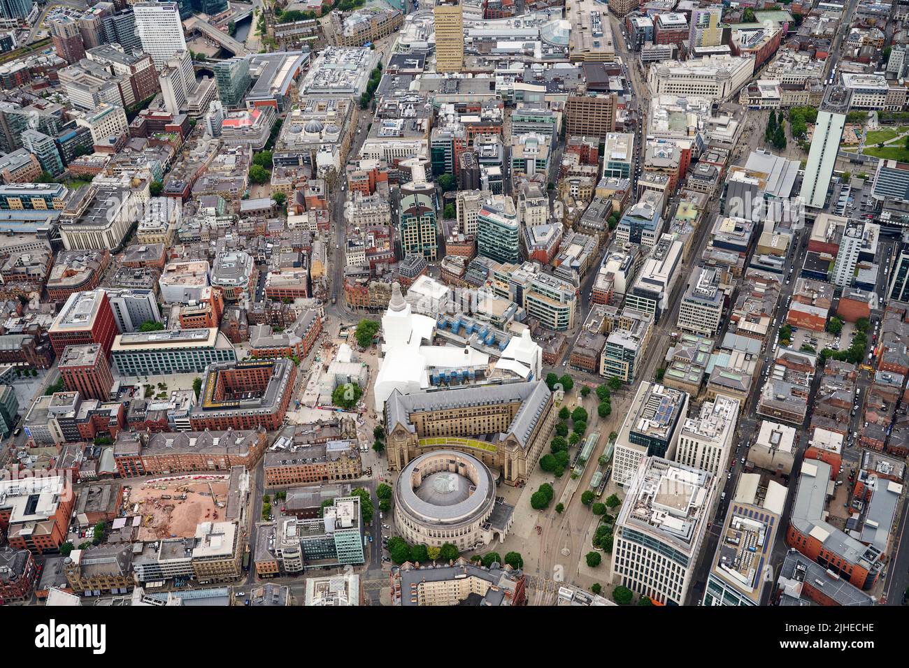 An aerial view of Manchester City Centre, north west England, northern ...