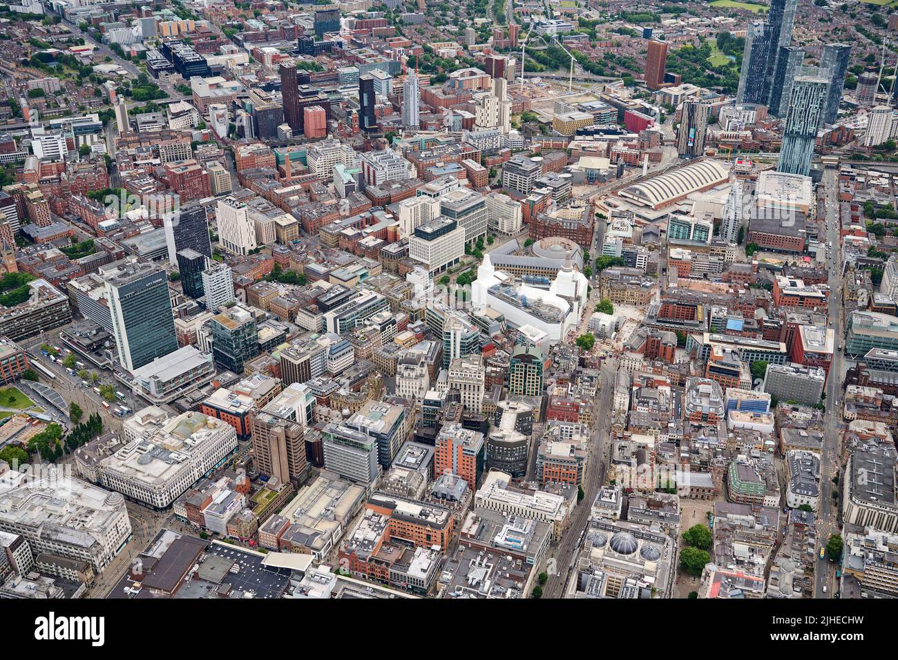 An aerial view of Manchester City Centre, north west England, northern ...