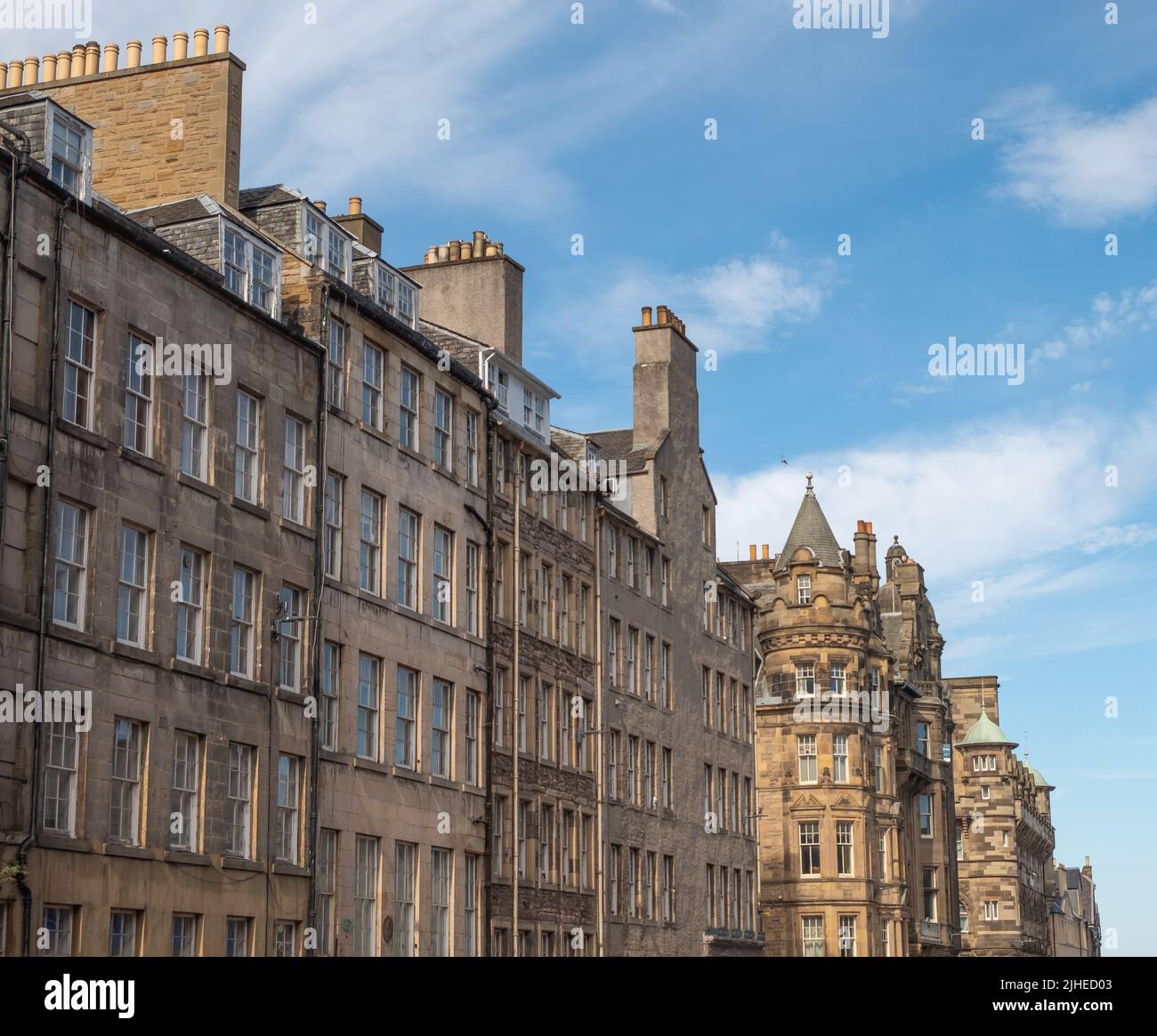 City skyline. Random historical and ancient buildings in Edinburgh ...