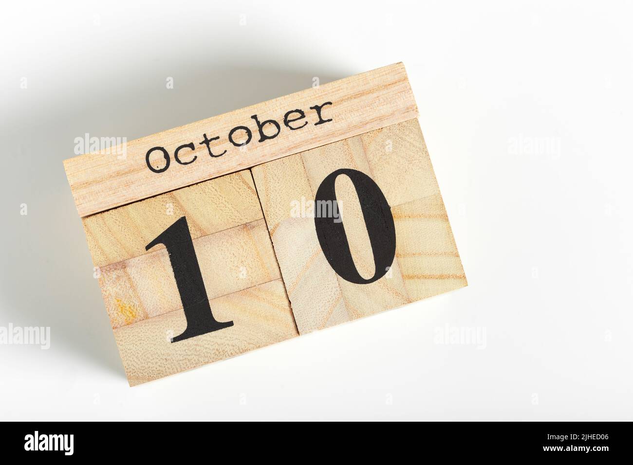 Wooden cubes with date on white background. 10th of October Stock Photo ...