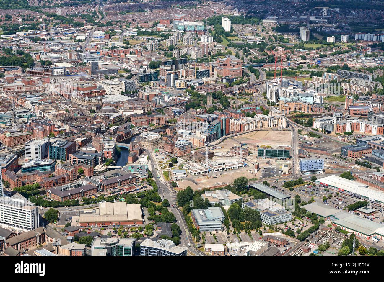 An aerial photograph of Leeds City Centre, West Yorkshire, Northern ...