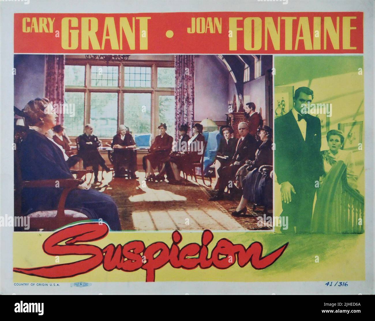 Dame MAY WHITTY JOAN FONTAINE and CARY GRANT in SUSPICION 1941 director ...