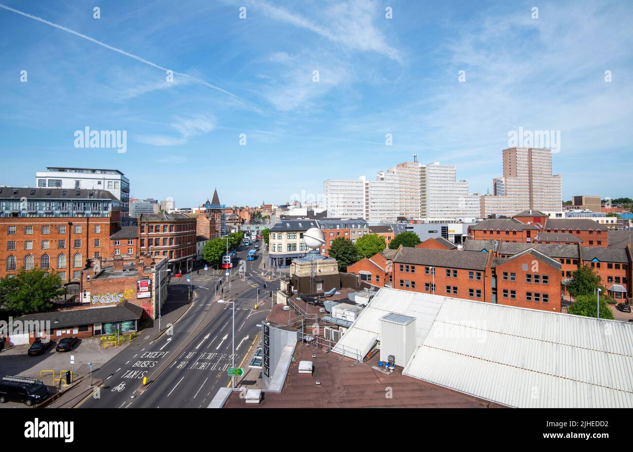 View up Lower Parliament Street in Nottingham, captured from the roof ...