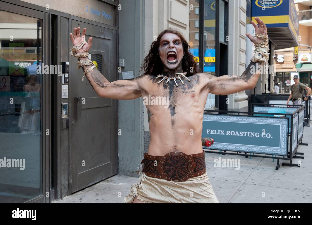 Posed portrait of the lead singer of shock rockers, Wolfspeak. At ...