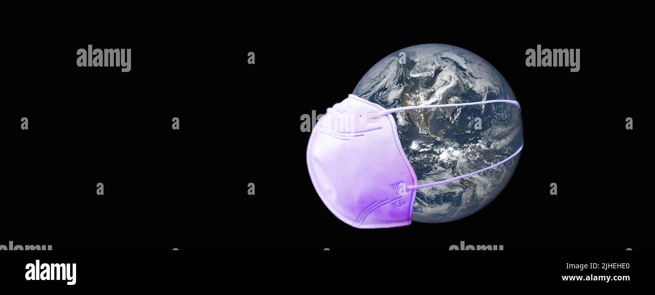 Planet Earth with face mask protect.A new wave of the pandemic.World ...