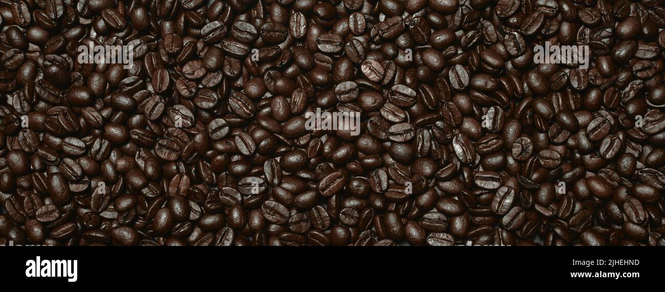 banner of coffee beans flat lay background Stock Photo - Alamy