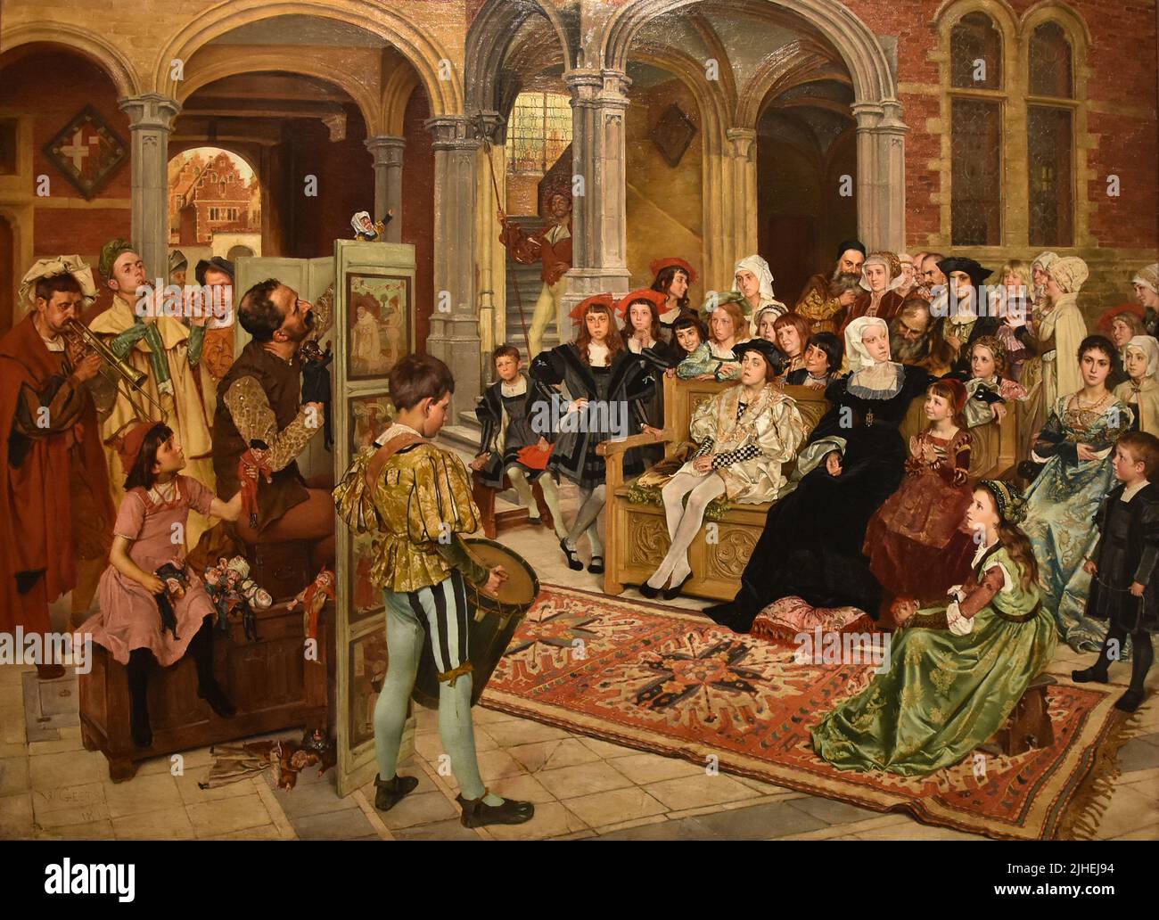 Puppentheater am Hofe der Margarete von Österreich, 1892, Gemälde von ...