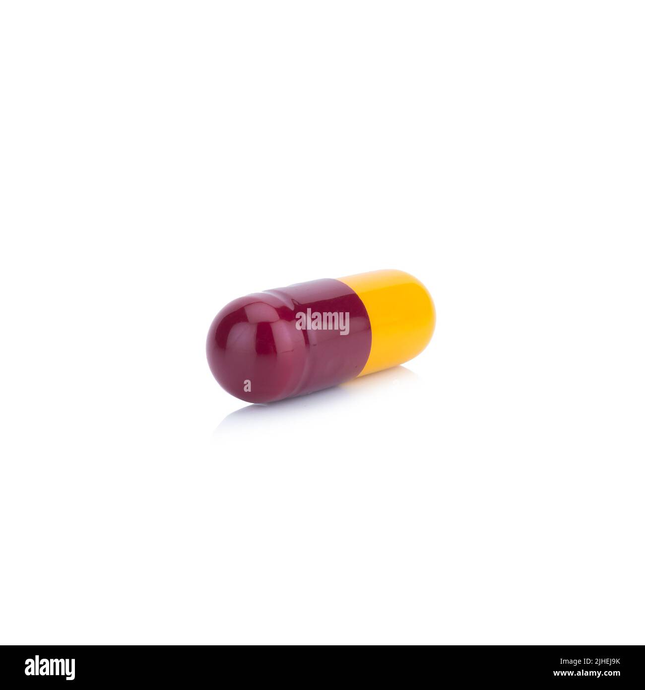 capsule color red and yellow isolated on white background Stock Photo ...