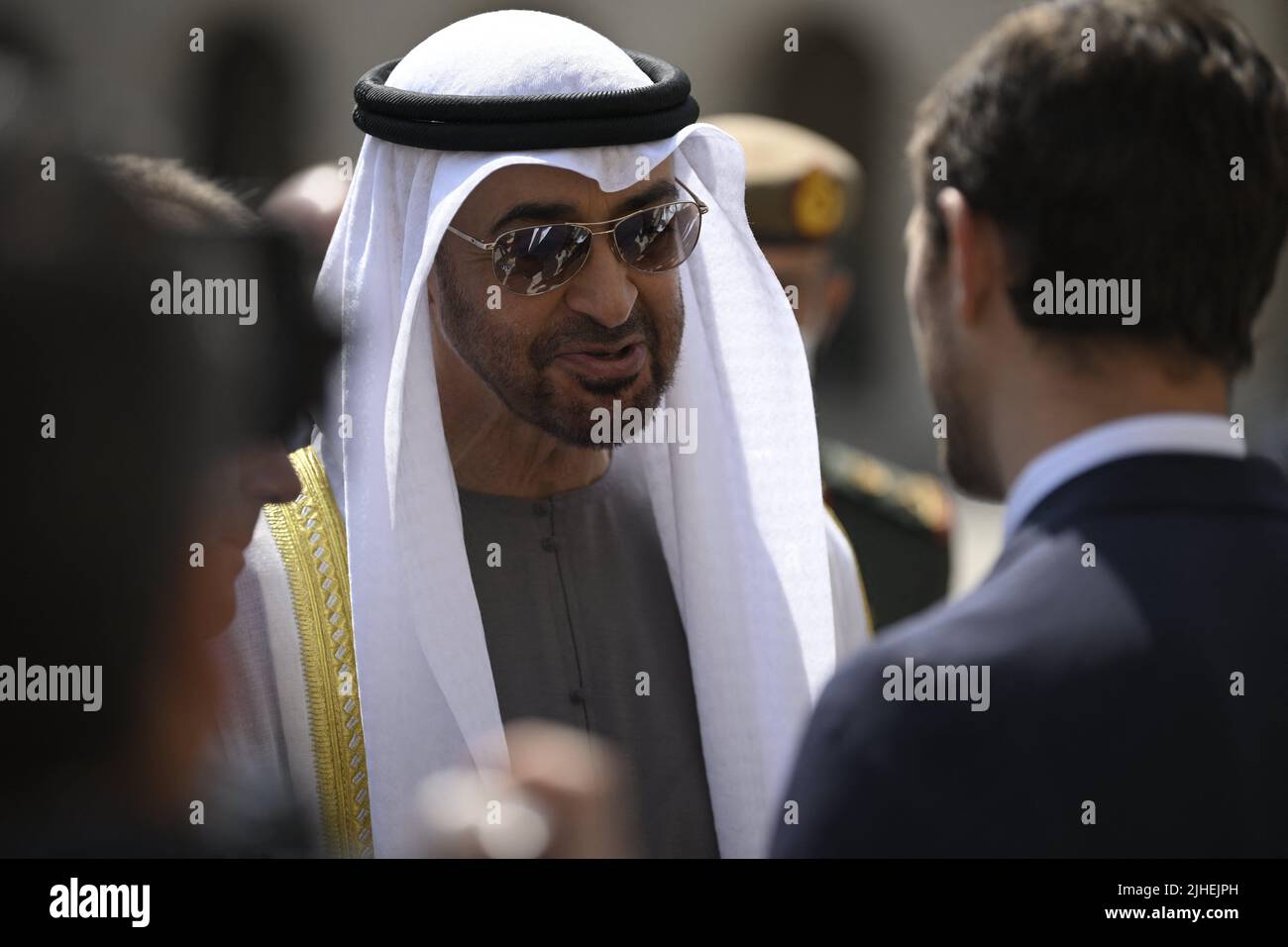 UAE President Sheikh Mohamed bin Zayed Al Nahyan is welcomed by the ...