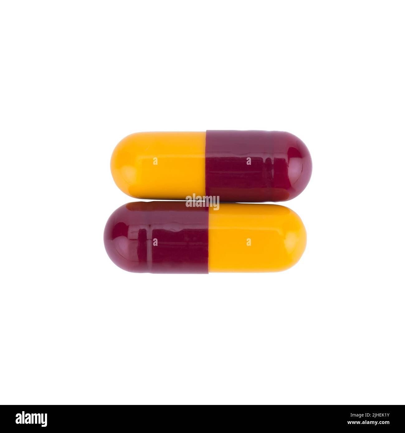 capsule color red and yellow. two. isolated on white background Stock ...