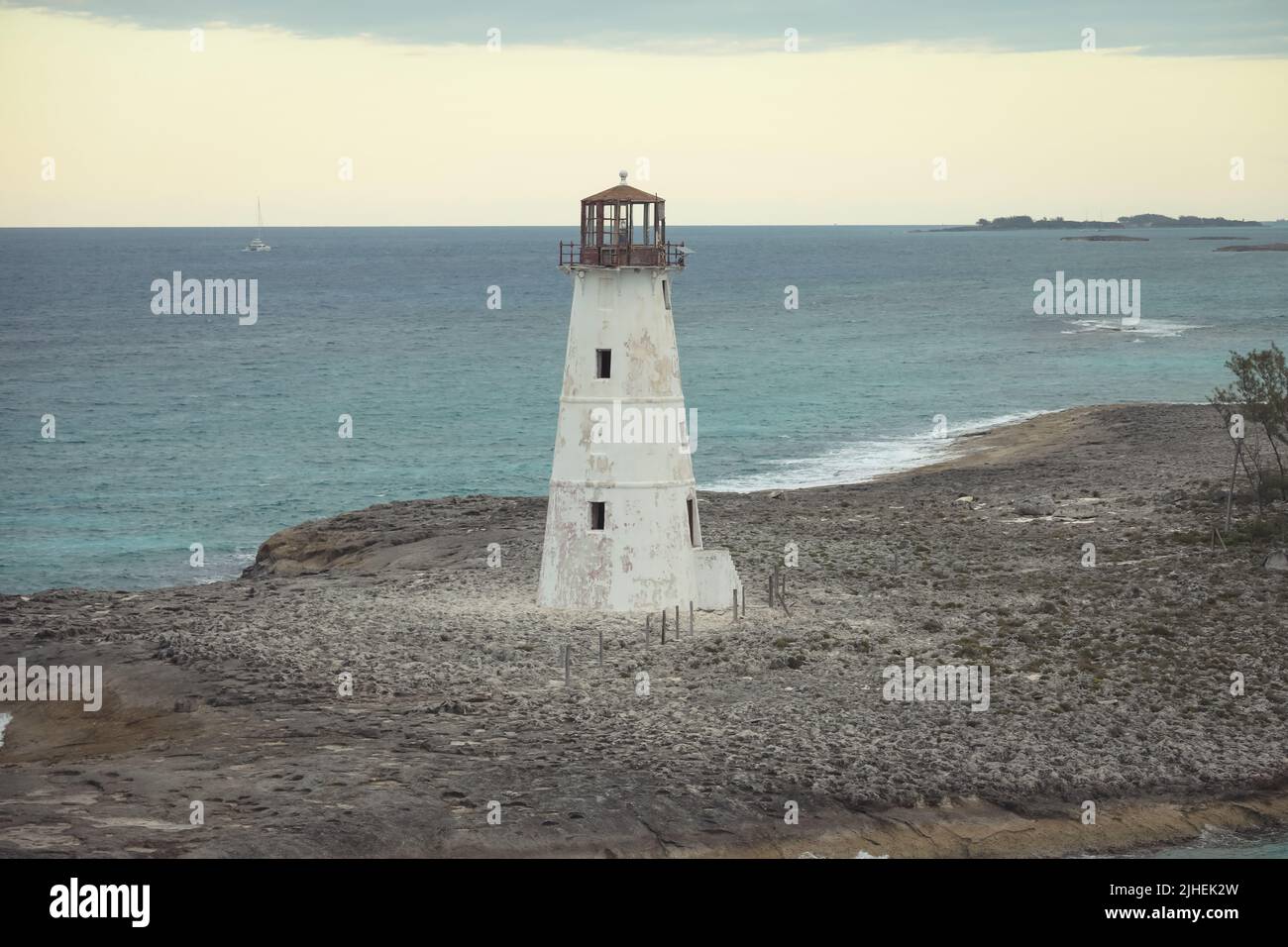 View of lighthouse in Nassau, Bahamas in the Caribbean sea Stock Photo ...